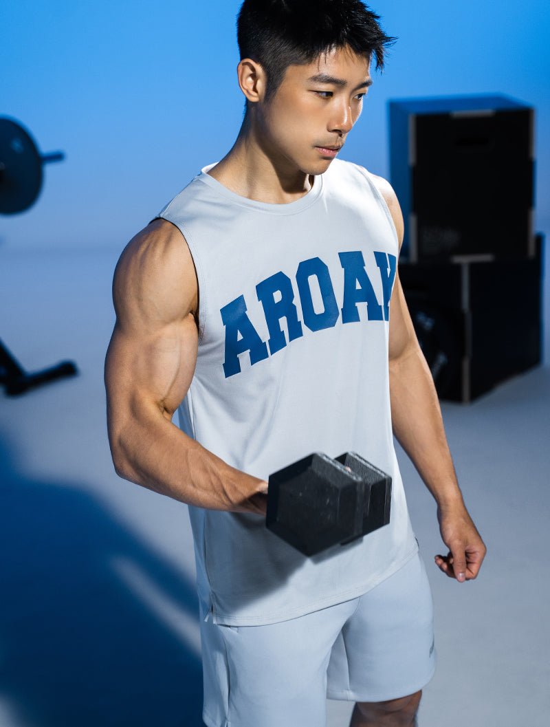 ArcTech™ AROAK 文字機能寬肩背心 (白) – AROAK 機能健身服飾 | 專為健人打造