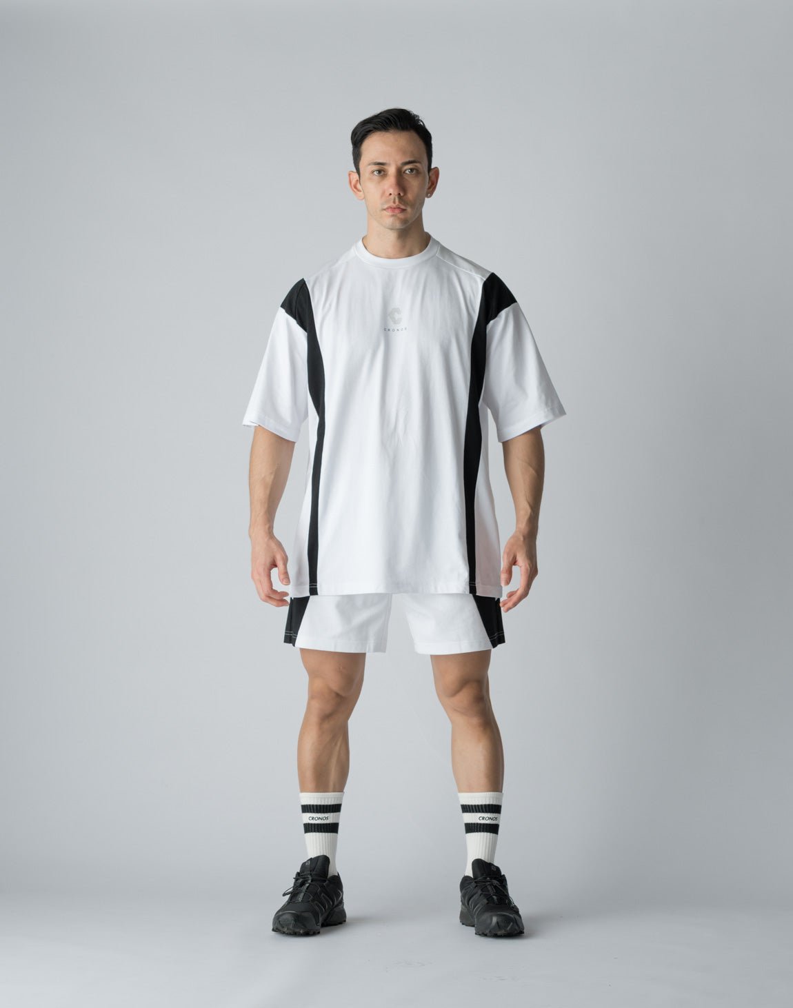 CRONOS 兩側拼接T恤 (白) – AROAK 機能健身服飾 | 專為健人打造